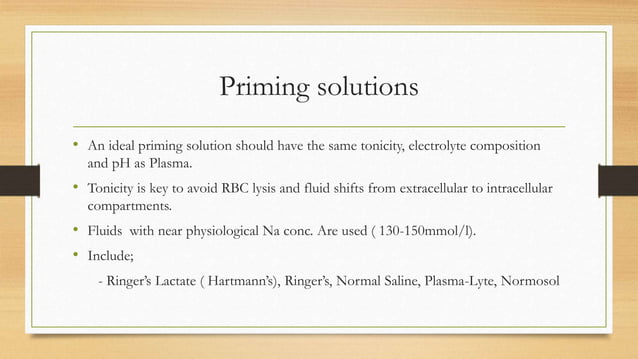 Priming solutions in cardiac perfusion during pulmonary bypass | PPTX ...