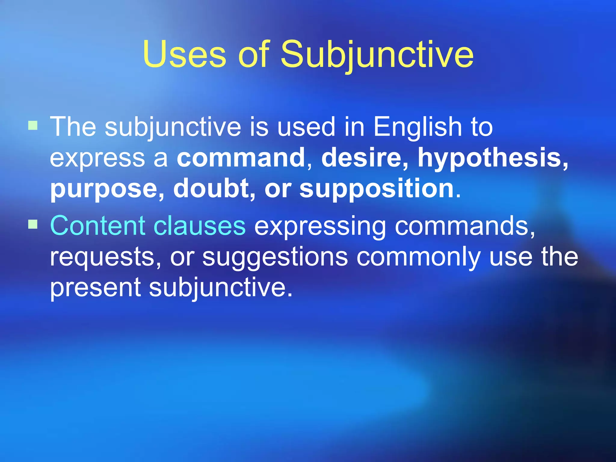 Lecture 7 Subjunctive Mood | PPT