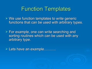 Lecture 7 Templates, Friend Classes | PPT