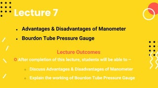 4. Pressure Measurement | Hydraulics | Fluid Mechanics | Civil Engineering | Diploma | PPT