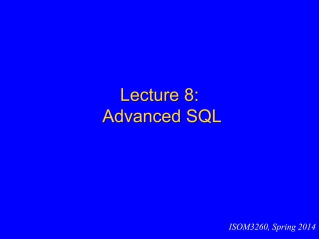 advanced sql(database) | PPT
