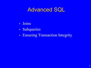 advanced sql(database) | PPT