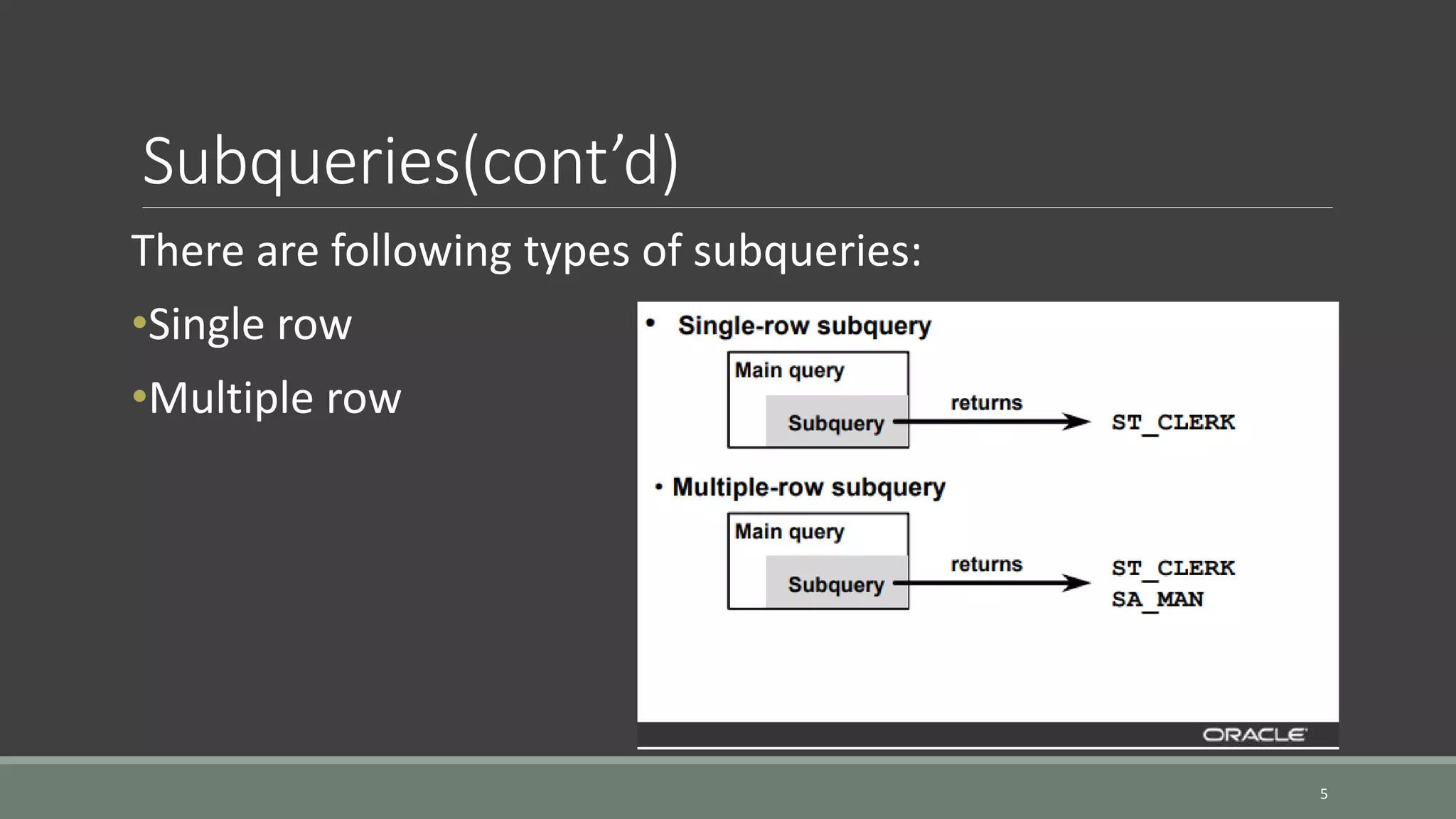 SQL Subqueries - Oracle SQL Fundamentals | PPT SQL Subqueries - Oracle SQL Fundamentals | PPT