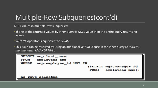 SQL Subqueries - Oracle SQL Fundamentals | PPT | Free Download SQL Subqueries - Oracle SQL Fundamentals | PPT | Free Download