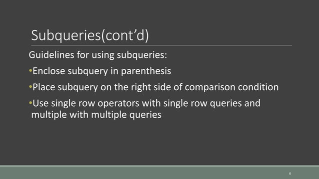 Sql Subqueries Oracle Sql Fundamentals Ppt 5933