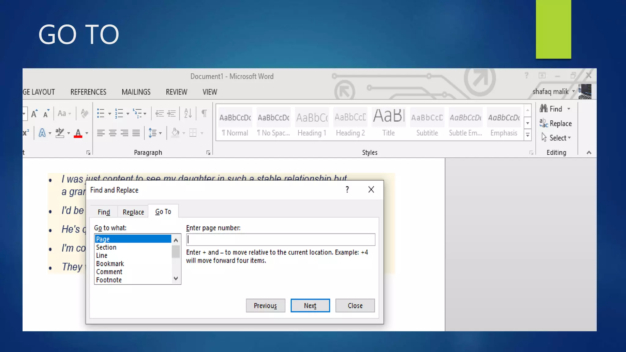 find and replace in ms word | PPTX