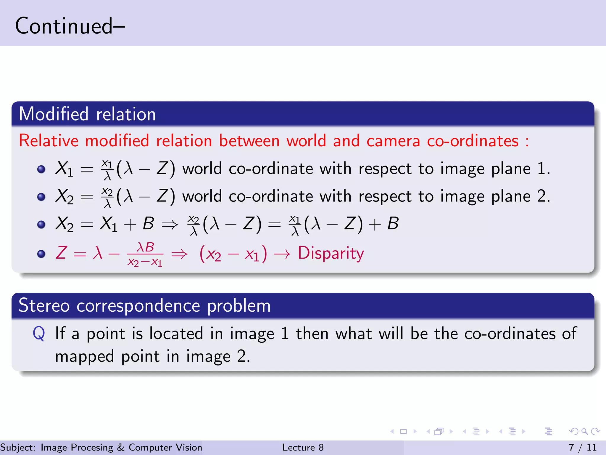 Lecture 8 (Stereo imaging) (Digital Image Processing) | PDF
