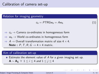 Lecture 8 (Stereo imaging) (Digital Image Processing) | PDF