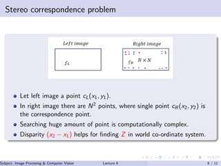 Lecture 8 (Stereo imaging) (Digital Image Processing) | PDF