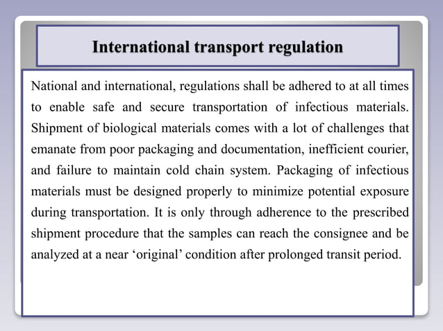 lecture 8.Transportation of biological materials | PPTX | Infectious ...
