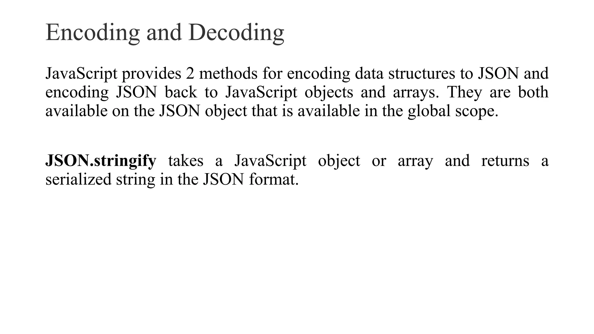 Working with JSON | PPTX | Web Development | Internet