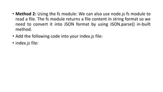Working with JSON | PPTX | Web Development | Internet