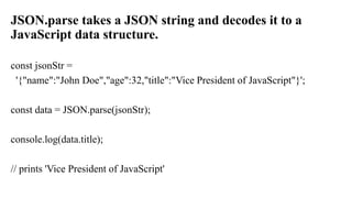 Working with JSON | PPTX | Web Development | Internet