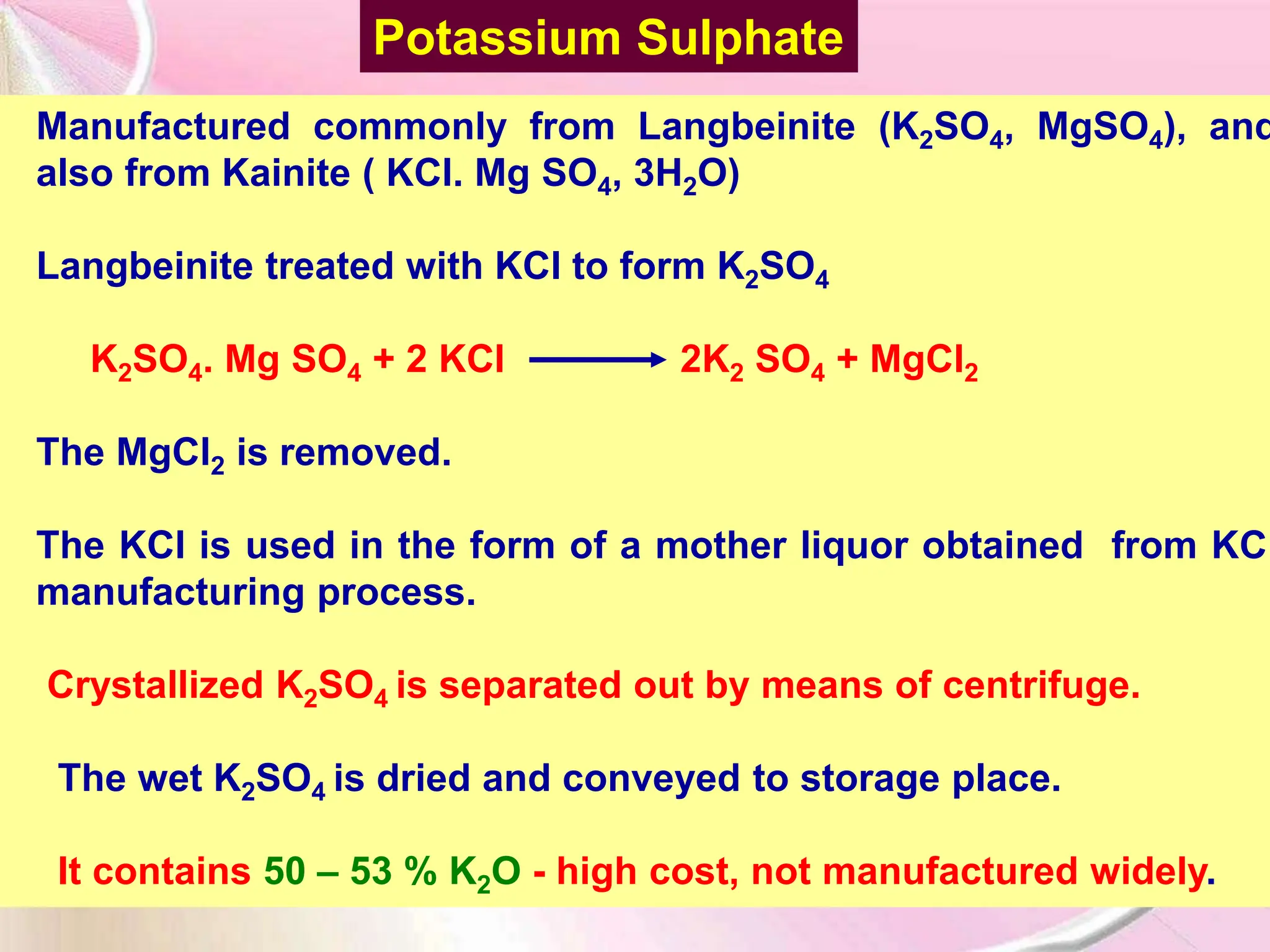 Lecture 8.ppt k fertilizers - MOP and SOP | PPT