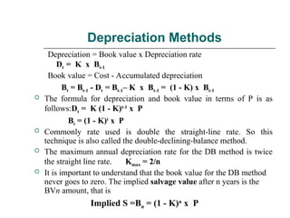 Engineering economics slides discussing the depreciations and other ...