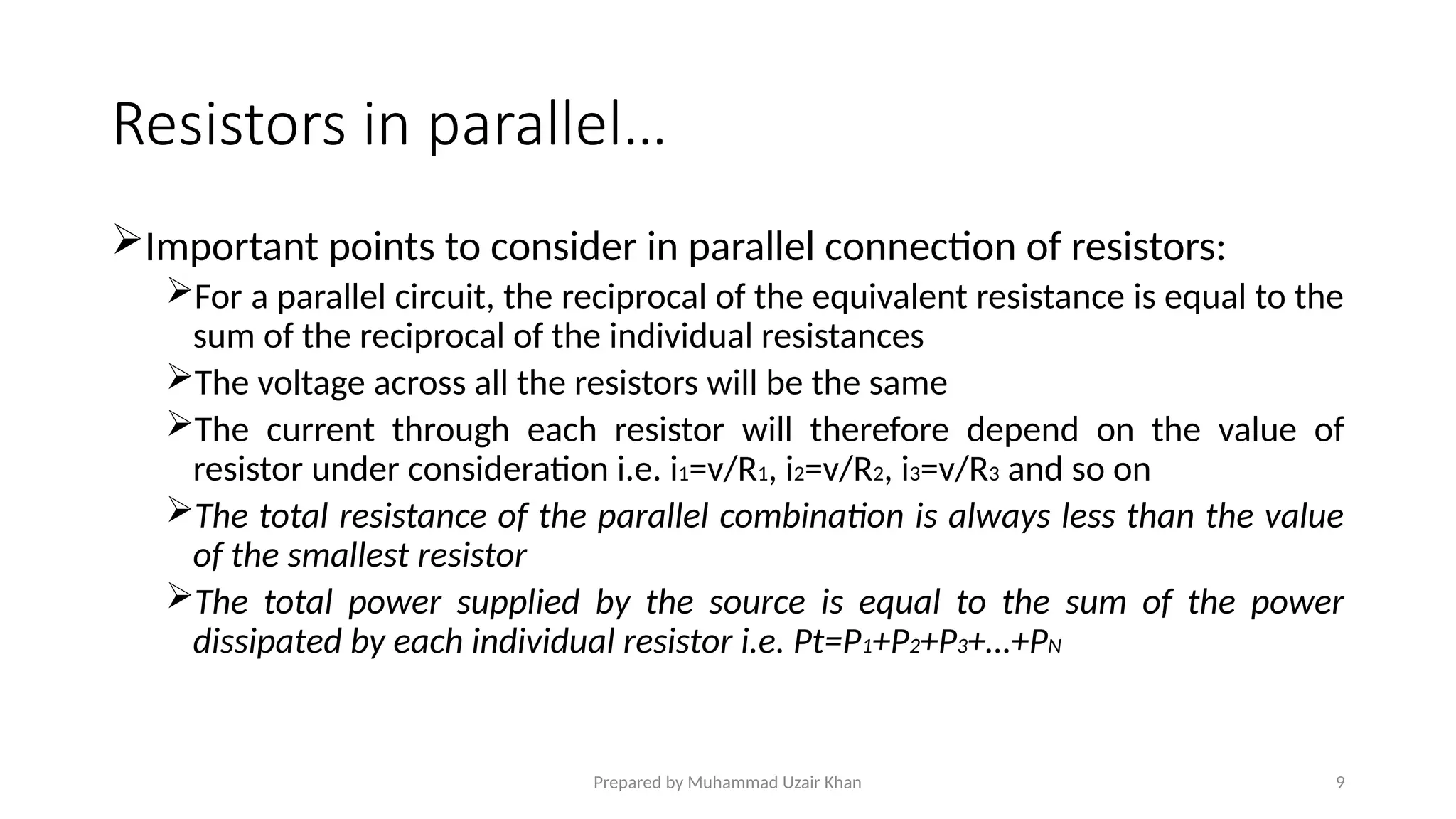 Circuit Analysis. Resistors in Series and parallel | PPT