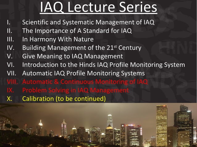 Lecture 8 Automatic and Continuous Monitoring of IAQ | PPT