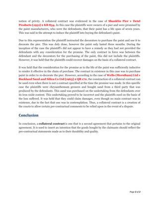 Lecture 8 Collateral Contracts - Notes | DOCX