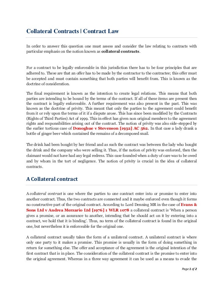 Collateral Agreement Contracts