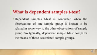 Lecture 8 - Dependent samples T-Test.pptx | Education