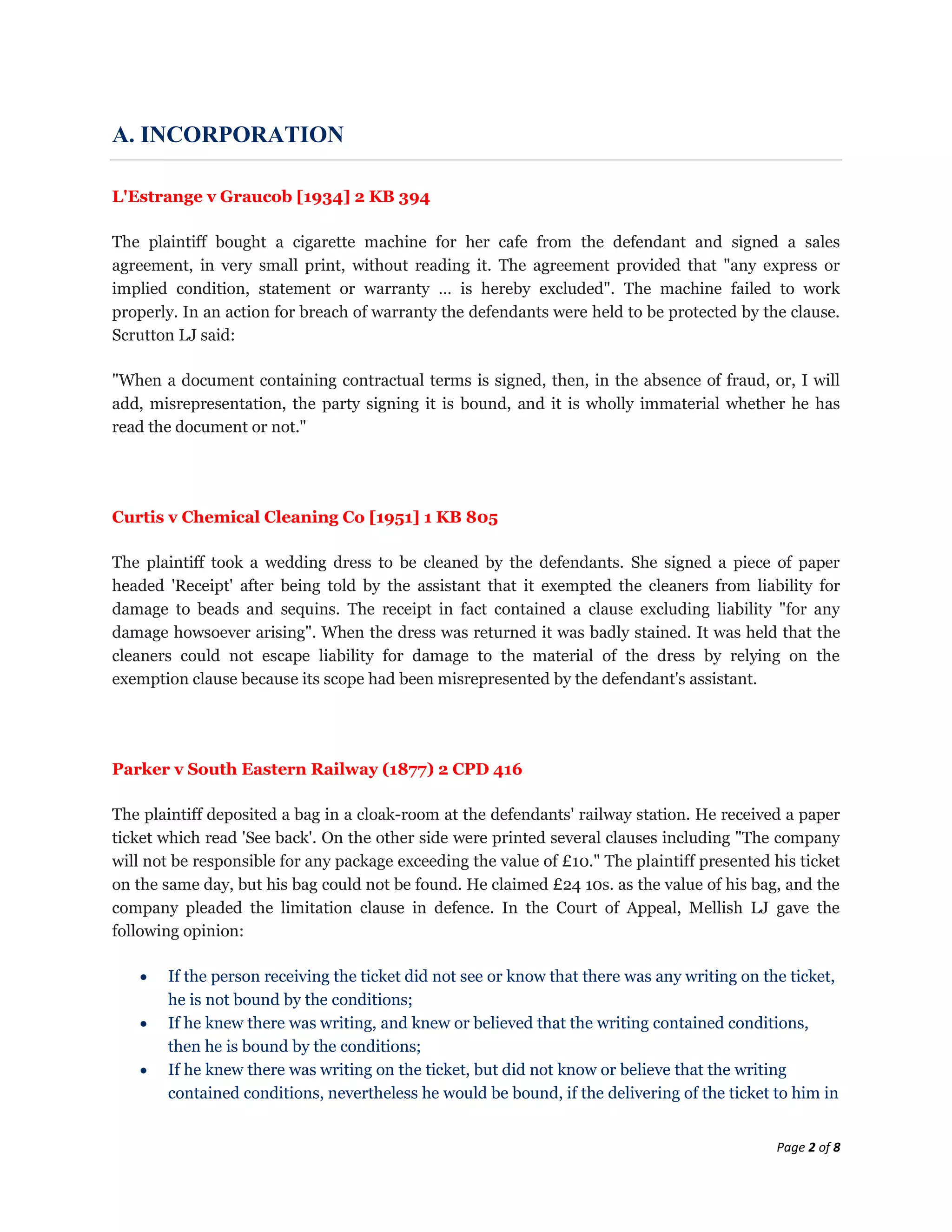 Lecture 8 Exclusion and Limiting Clauses - Cases | DOCX | Law