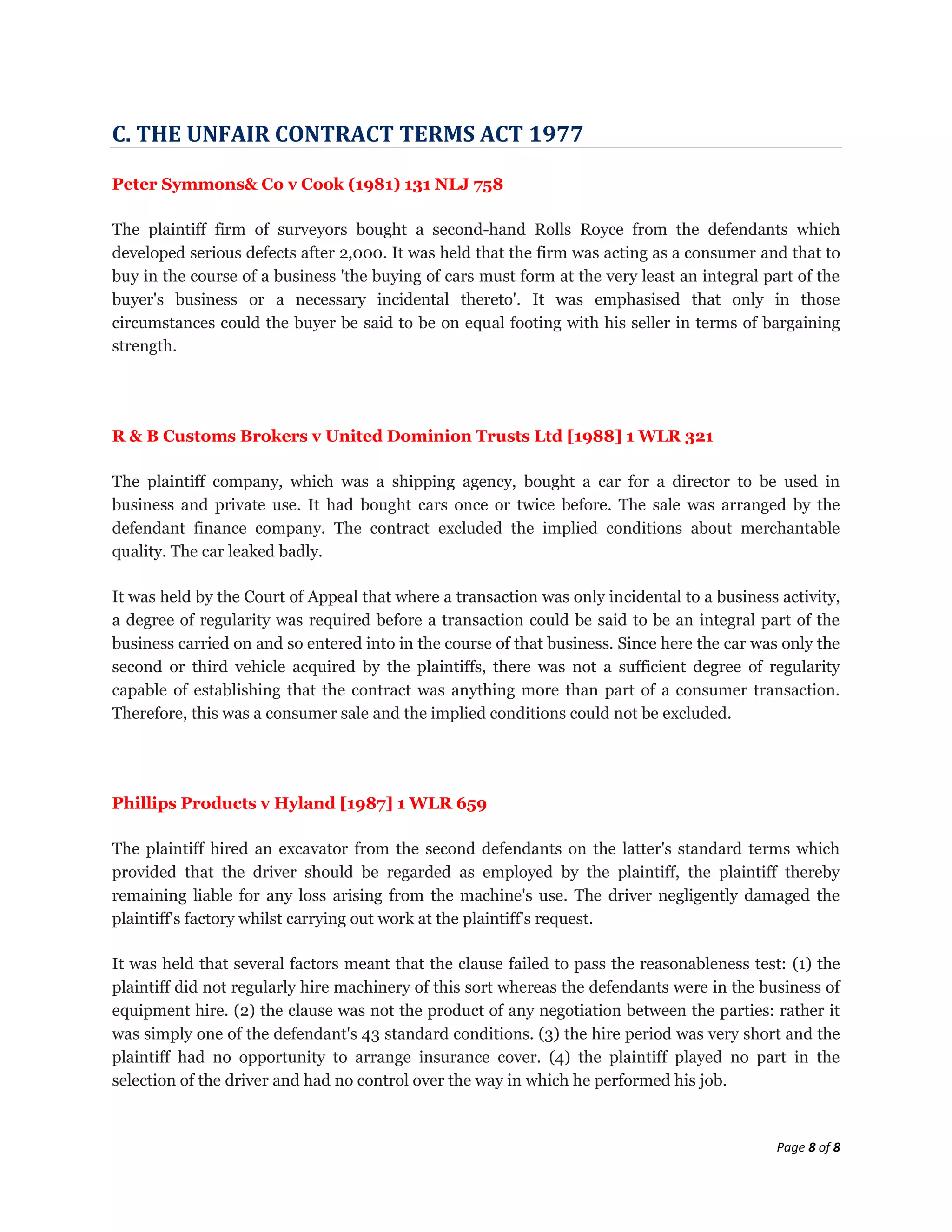 Lecture 8 Exclusion and Limiting Clauses - Cases | DOCX | Law