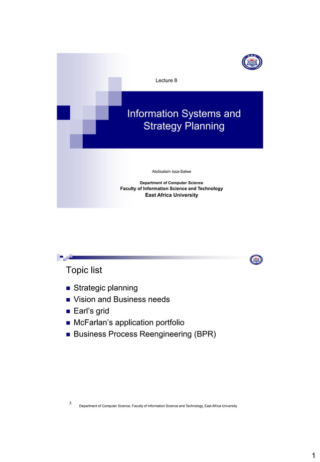 Lecture 8 (information systems and strategy planning) | PDF | Business ...