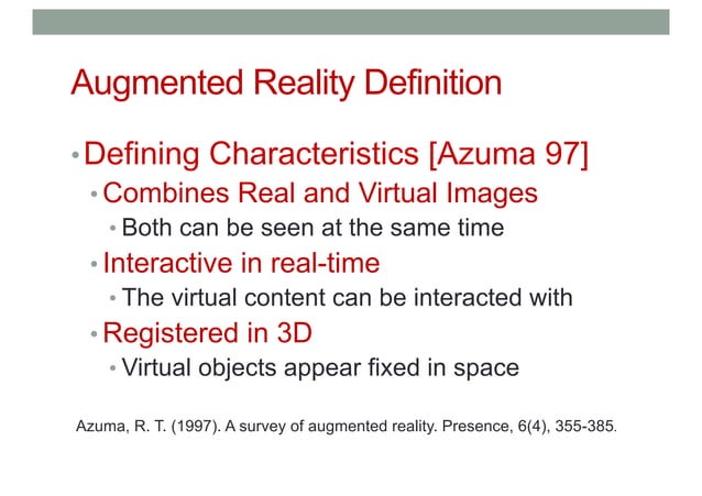 Lecture 8 Introduction to Augmented Reality | PDF