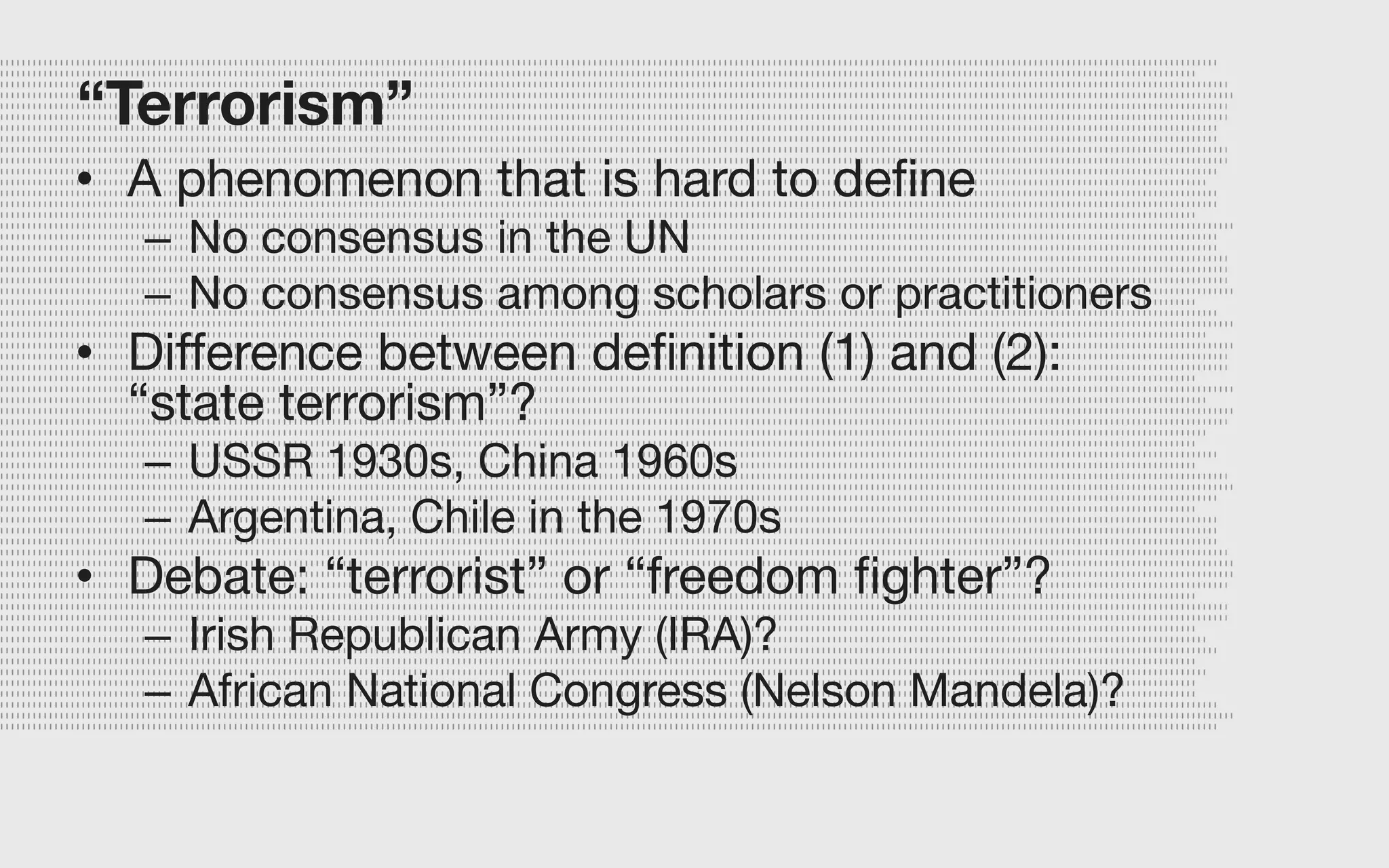 Lecture 8 - Terrorism, radicalisation and political violence | PDF