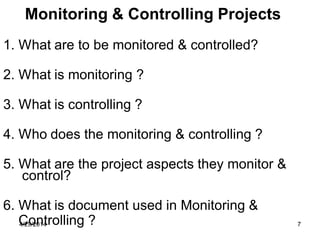 Lecture 8 monitoring & controlling (1) | PDF