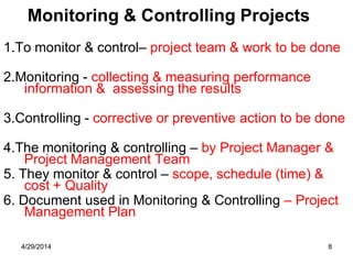 Lecture 8 monitoring & controlling (1) | PDF