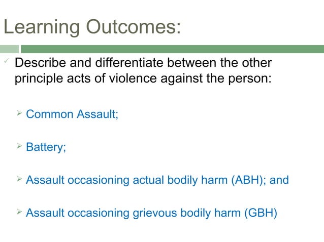 Lecture 8 non fatal offences | PPT