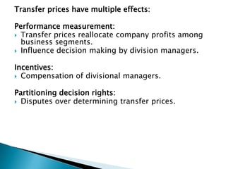 Lecture 8 responsiblity accounting and transfer pricing | PPTX