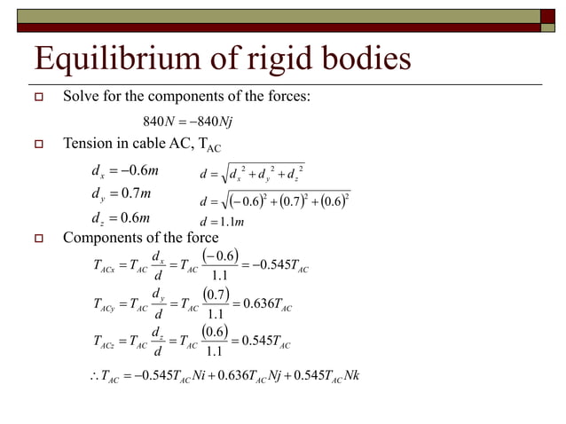 Lecture 8- Rigid Bodies- Equilibrium 3D.ppt | Chemistry | Science