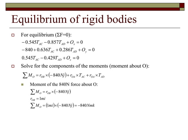 Lecture 8- Rigid Bodies- Equilibrium 3D.ppt | Chemistry | Science