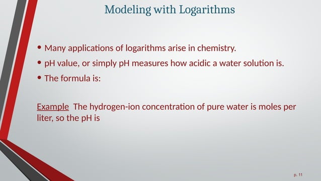 Lecture on Logarithmic Functions and examples | PPT