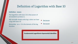 Lecture on Logarithmic Functions and examples | PPT