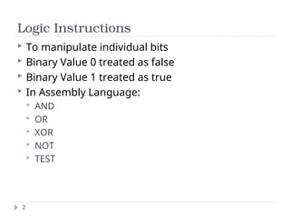 Computer Organization & Assembly Language Logic Instructions | PDF