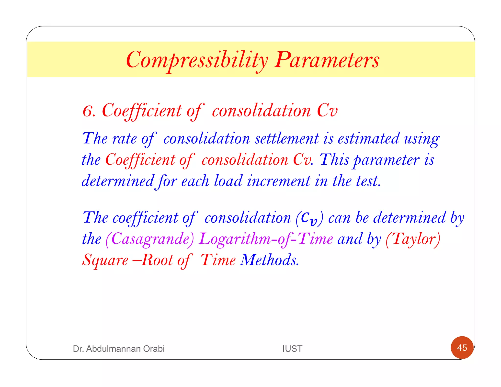 Lecture 8 consolidation and compressibility | PPT Lecture 8 consolidation and compressibility | PPT