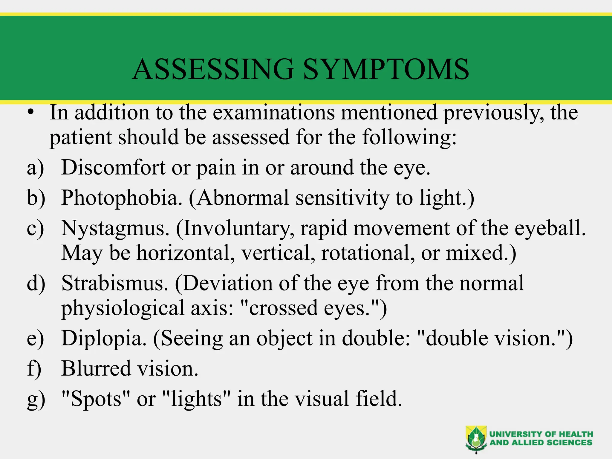 LECTURE 8 Eye Assessment.pdf Assessing the eye | PDF
