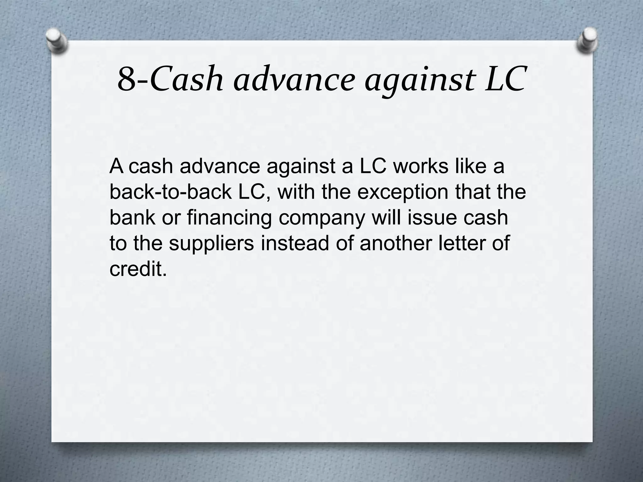 Lecture 8 letter of credit, procedure lc, kind of lc | PPTX