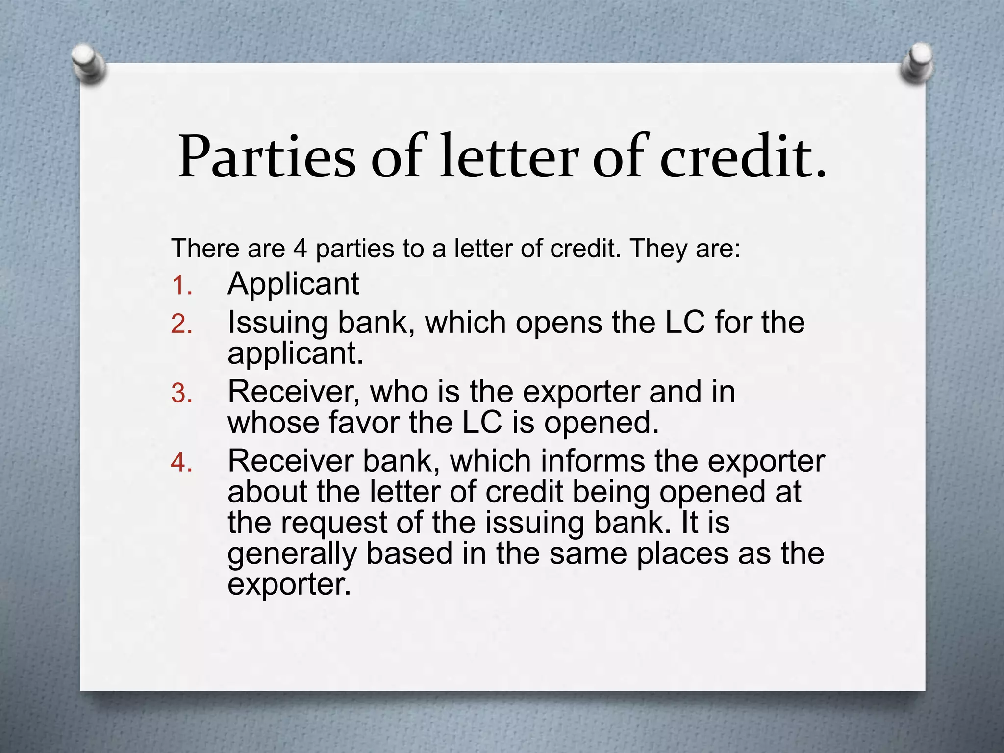 Lecture 8 letter of credit, procedure lc, kind of lc | PPTX