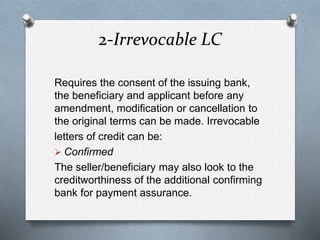 Lecture 8 letter of credit, procedure lc, kind of lc | PPTX | Credit ...