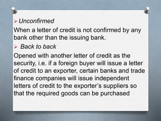 Lecture 8 letter of credit, procedure lc, kind of lc | PPTX | Credit ...