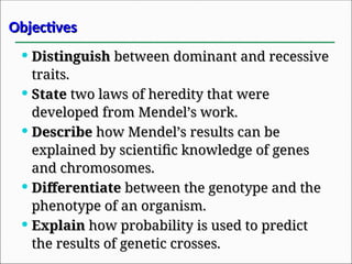 Mendel laws of inheritance, segregation, independent assortment.ppt