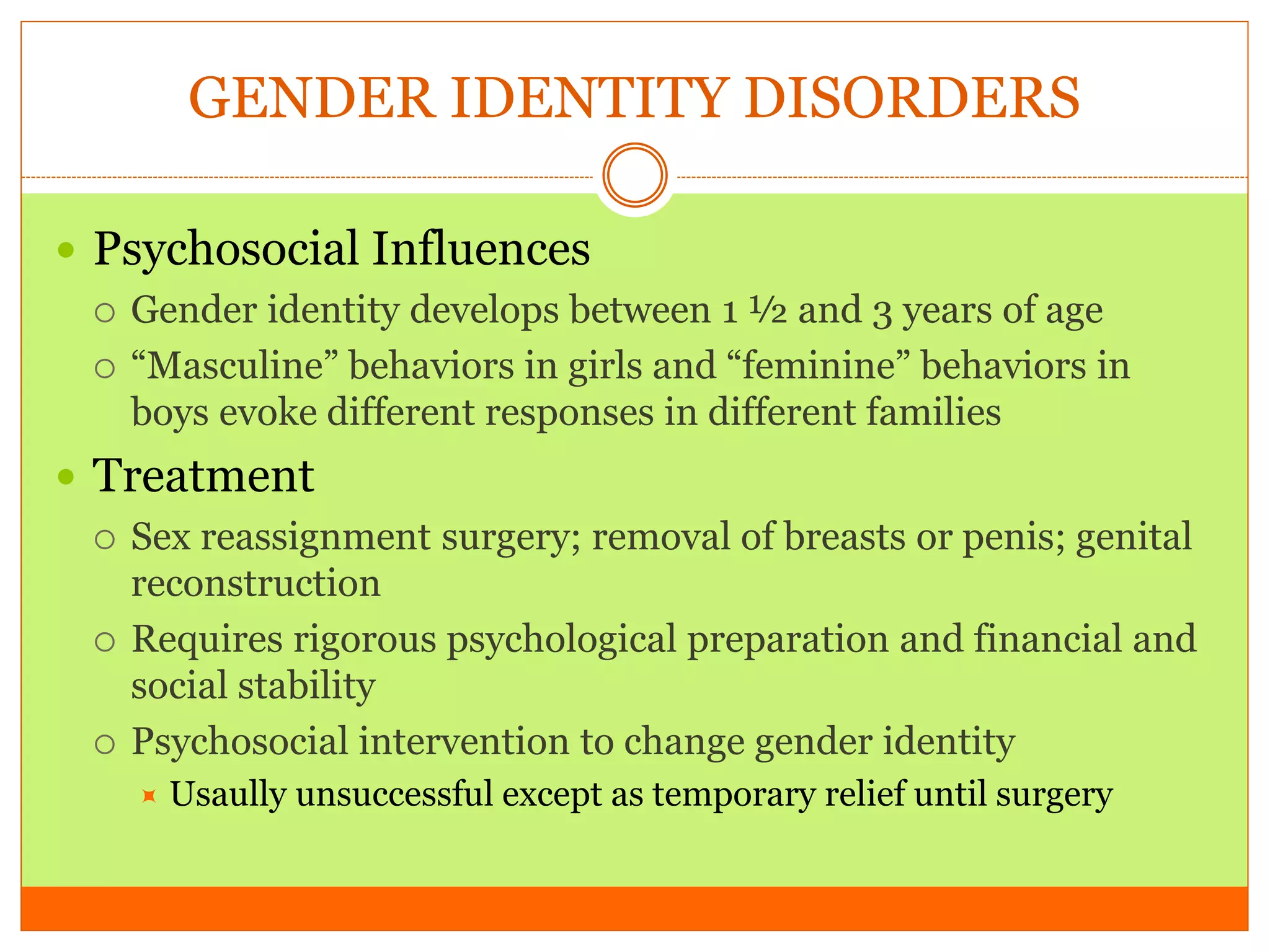 Lecture 8 sexual and gender identity disorders | PPTX