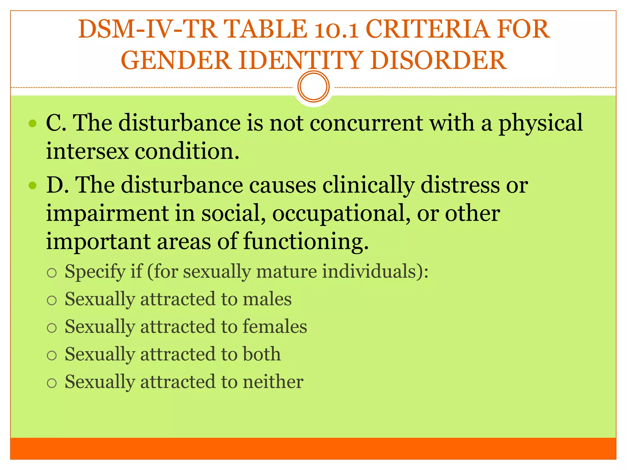 Lecture 8 sexual and gender identity disorders | PPTX