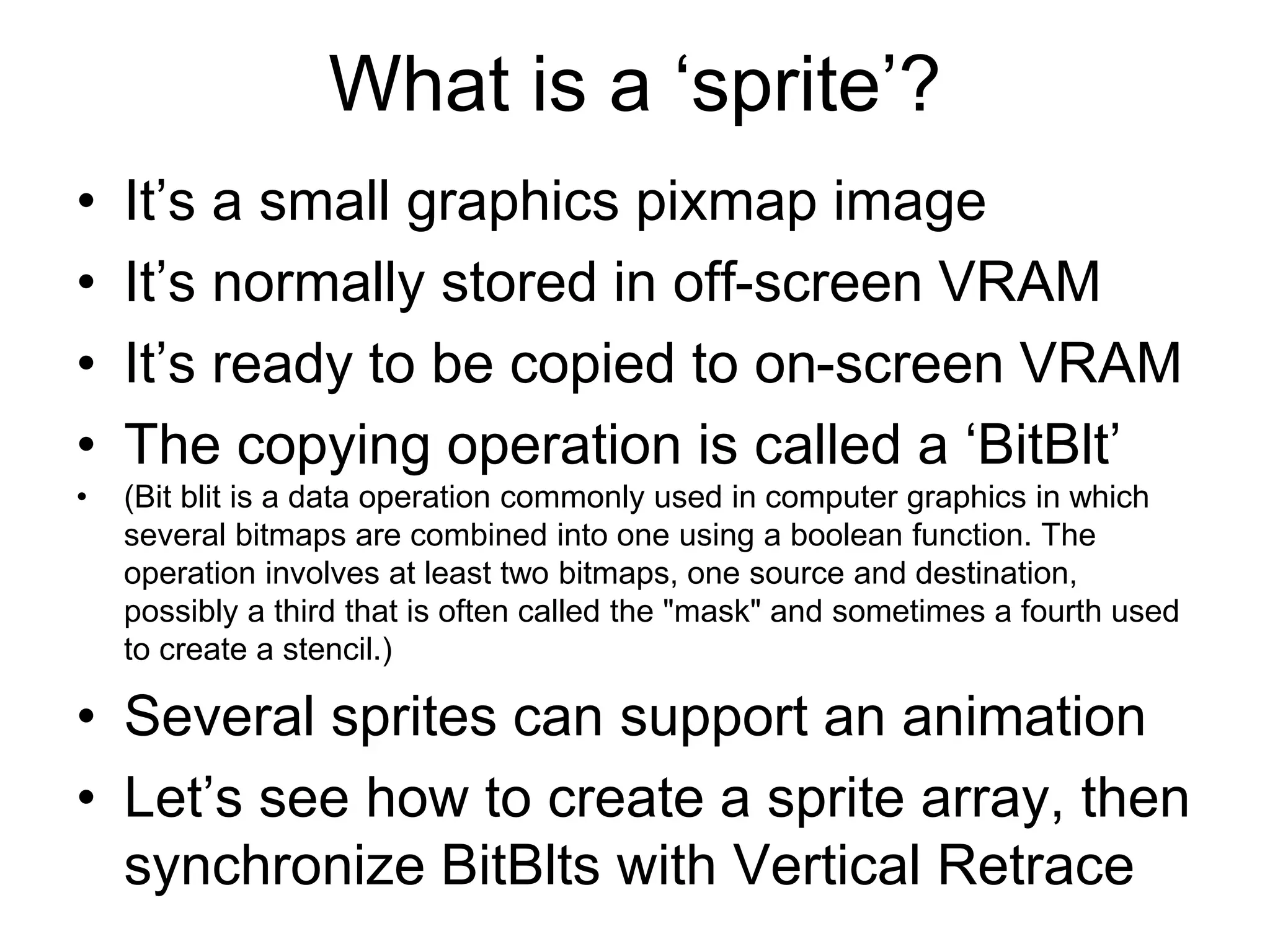 sprites and animation concept (Lecture 8 Game Development) | PPT