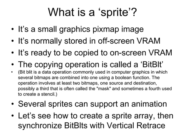sprites and animation concept (Lecture 8 Game Development) | PPT