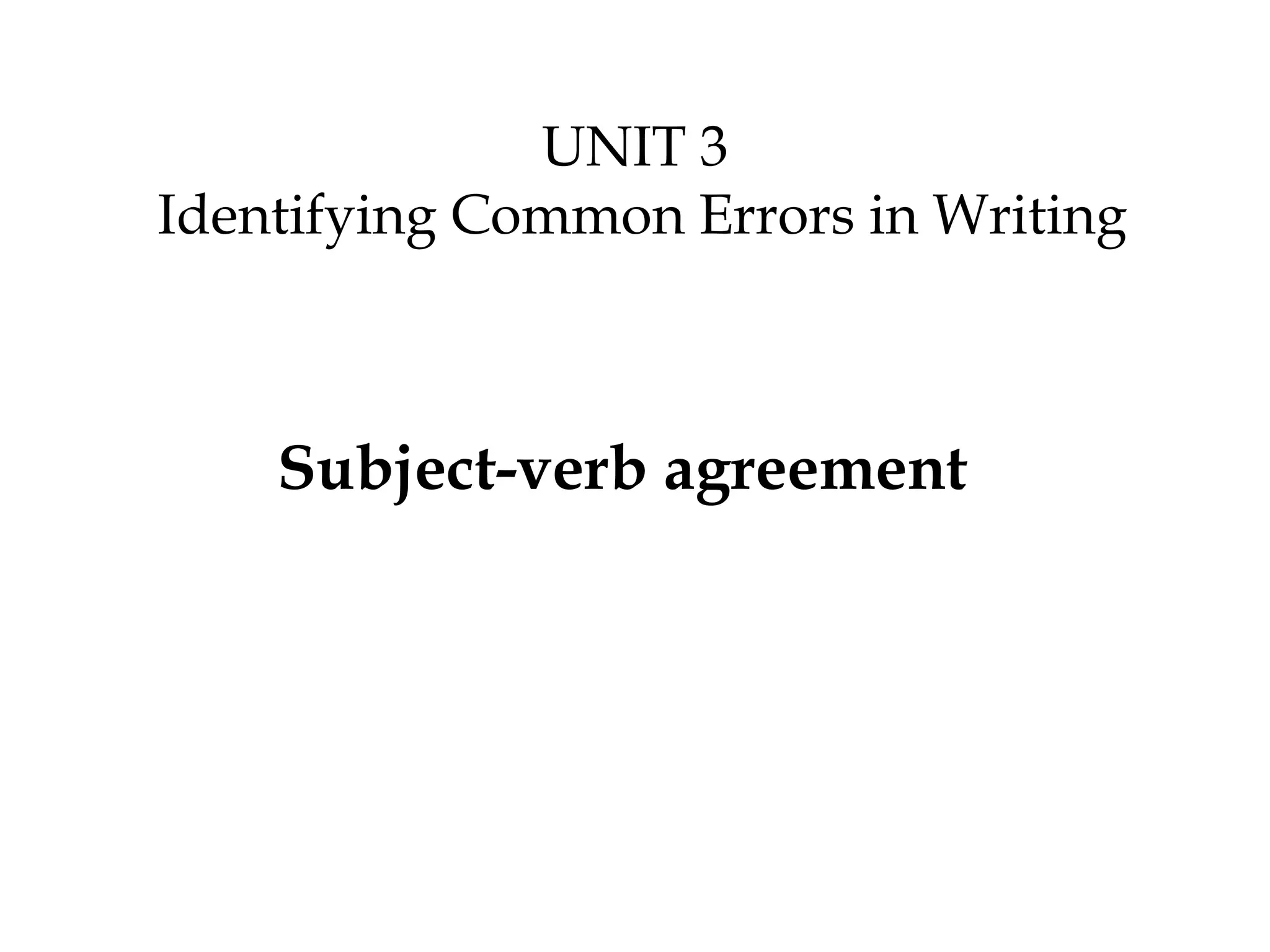 subject verb agreement | PPTX